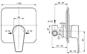 Ideal Standard Cerafine D Podomítková sprchová baterie s tělesem, chrom A7188AA