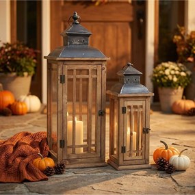 Sada 2 dřevěných luceren Morex D7214, 46,5 a 68 cm