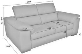 Moderní kožená pohovka LOREN II (3P), béžová (madras - 142 taupe)