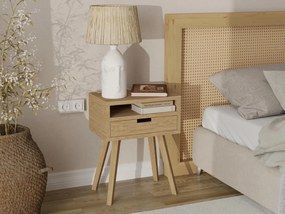 Benlemi Dřevěný noční stolek ve scandi stylu HYLLE přírodní Zvolte kvalitu dřeva: 1. Dubový masiv třídy A