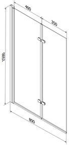 Mexen Castor, vanová zástěna 2-křídlová 80 x 150 cm, otočné křídlo, 6 mm čiré sklo, zlatý profil, 892-080-002-50-00