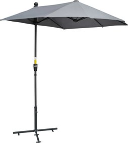 Outsunny 2 x 2 m Polokruhový Sluneční Umbrella na Balkon se Stojanem, Voděodolný pro Zahrady, Terasy, Dvorky, 100% Polyester, Tmavě Šedá | Aosom