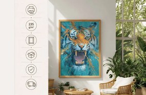 Divoká energie - obraz - Tygr v moderním uměleckém stylu 49 - 50 x 70 cm - 649 Kč