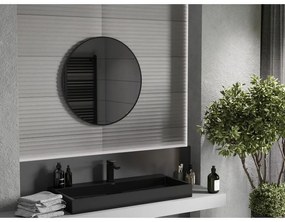 Mexen Loft, kulaté koupelnové zrcadlo 75 cm, barva rámu černá matná, 9850-075-075-000-70