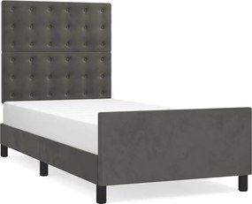 Rám postele bez matrace tmavě šedý 90 x 200 cm samet 3125978