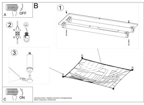 Stropní svítidlo Luna, 1x bílé textilní stínítko, (80 cm)
