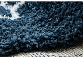 koberec UNION 3488 vzor Marocký jetel modrý / krém střapce, Maroko velikost 160x220 cm | krásné koberce cz