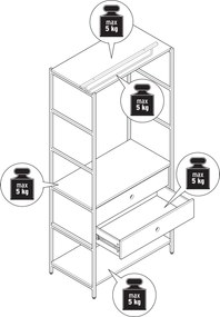 Tchibo - Otevřená šatní skříň »Klaar« se 2 zásuvkami - barva: bílá