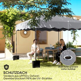 Outsunny 3 x 3 m rozkládací pavilon, nastavitelný zahradní stan, s rolovacím pouzdrem, pro zahradu, terasu, kov, látka, světle šedá