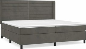 Box spring postel s matrací tmavě šedá 200x200 cm samet 3132760
