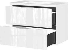 Bílá lesklá závěsná skříňka pod umyvadlo 81x61 cm Celano – Germania