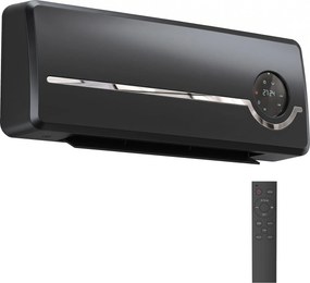 HOMCOM nástěnné keramické topidlo 1000/2000 W s termostatem a ovladačem, černé