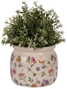 Keramický květináč se vzorem lučních kvítků Colourful Flowers M – 16x13 cm