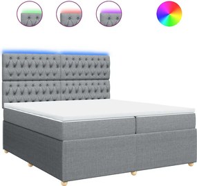 Box spring postel s matrací světle šedá 200 x 200 cm textil 3294470