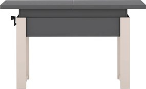 Rozkládací polohovací konferenční stolek HOGO 3v1 | 120-157x62,5-74,5x67 cm | síla horní desky 32 mm | tmavě šedá/nohy kašmír