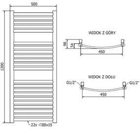 Mexen Helios, topné těleso 1200 x 500 mm, 448 W, zlatá, W103-1200-500-00-50