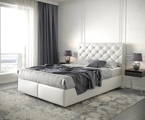 Boxspring postel Dream-Great 140x200 cm koženka bílá s matrací