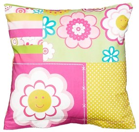 SCANquilt povlak KLASIK happy patch růžovožlutá 40 x 40 cm