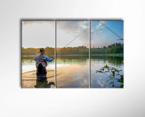 Malvis ® Obraz Rybář ve vodě ROZMĚR (šířka x výška): třídílný obdélník 120x80 cm