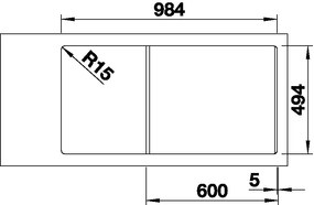Granitový dřez Blanco COLLECTIS 6 S InFino bílá dřez vpravo + miska s víkem antracit a excentr 523348