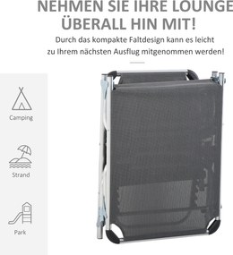 Outsunny lehátko na opalování zahradní lehátko hliníkové látkové lehátko relaxační lehátko 5-směrně nastavitelné skládací ergonomická síťovaná látka …