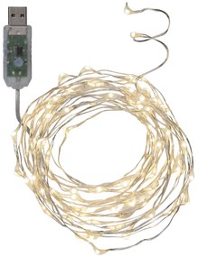 STAR TRADING USB světelný LED drátek Extra Dew Drop - 5 m, stříbrná barva