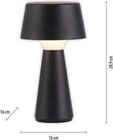 LD 19260-18 ABERA LED stolní lampa na baterie černá dotykový stmívač IP54 USB vnitřní i venkovní použití 3000K - JUST LIGHT