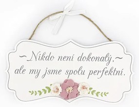 Domov&Mazlíci Dřevěná cedulka s květinou Spolu jsme perfektní