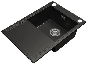Gamma Design 7050, 1-komorový granitový dřez 700x480x205 mm, černá, GMA-ZLE000129