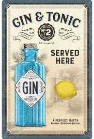 Plechová cedule Gin & Tonic - Served Here (40x60)