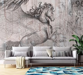 Gario Fototapeta Pegasus - vyděšený kůň na abstraktní grafice Materiál: Vliesová, Rozměry: 200 x 140 cm