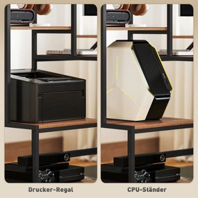 HOMCOM Stůl 150 x 48 cm Počítačový stůl s podstavcem na monitor, stojanem na CPU, policí na tiskárnu, 4 policemi, kovovým rámem pro domácí kancelář, …