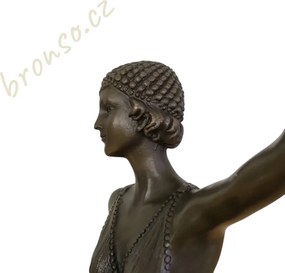 Art Deco bronzová socha – elegantní tančící žena