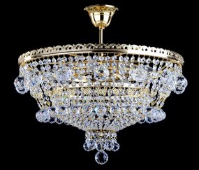 9 Bulbs basket crystal chandelier with cut crystal balls - Swarovski trimmings