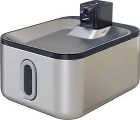 PawHut automatická fontána pro kočky z nerezové oceli 5 l, tichá, napáječ vody pro kočky s 3-stupňovým filtrem, USB nabíječ, stříbrná