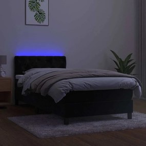 Box spring postel s matrací a LED černá 80 x 200 cm samet 3134551