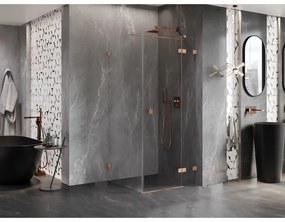 Mexen Lunar T, výklopný sprchový kout pravý 120 x 120 cm, 8mm čiré sklo, profil měděná matná, 834T-120-120-65-00-P