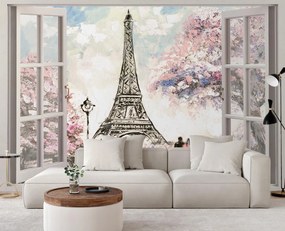 Gario Fototapeta Okno s výhledem na Eiffelovu věž Materiál: Vliesová, Rozměry: 140 x 100 cm