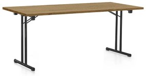 Skládací stůl 180 x 80 cm, černá podnož, dub kamenný
