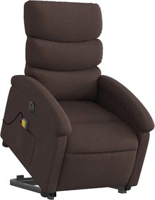 Elektrické zvedací masážní polohovací křeslo tmavě hnědé textil 3204019