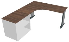 Sestava stolu a skříně pravá 160 cm - Hobis Flex FE 60 H P Dekor stolové desky: ořech, Barva nohou: černá