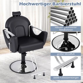 Costway Výškově nastavitelné kadeřnické křeslo s opěrkou hlavy a hydraulickou