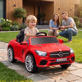 AIYAPLAY elektrické dětské auto Mercedes-Benz SL500 12V s dálkovým ovládáním 2,4G, 2 motory, odpružení, jemný start, červené