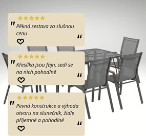 Vikio Zahradní jídelní kovový set pro 6 osob V126T antracit