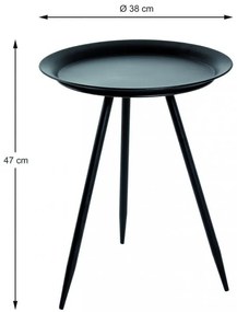 Mørtens furniture Odkládací stolek Lemra, 47 cm, černá