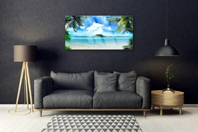 Obraz na skle Palmy Moře Tropický Ostrov 120x60 cm