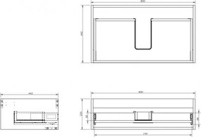 Mexen Box-A, závěsná skříňka 80 cm, 1 zásuvka, grafitová matná, 91AX0-0800-235-1-66