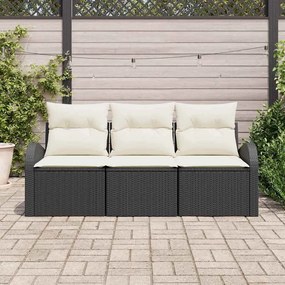 Sada zahradních pohovek s polštářem 3 pcs Černá Poly ratan 3345897