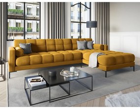 Žlutá sametová rohová pohovka Cosmopolitan Design Bali, pravý roh