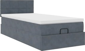Osmanský rám postele s matrací tmavě šedá 80x200cm samet 3311736